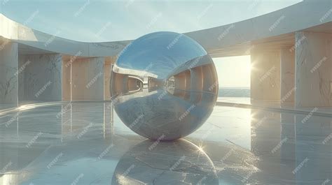 Modern Architecture With A Reflective Sphere Premium Ai Generated Image