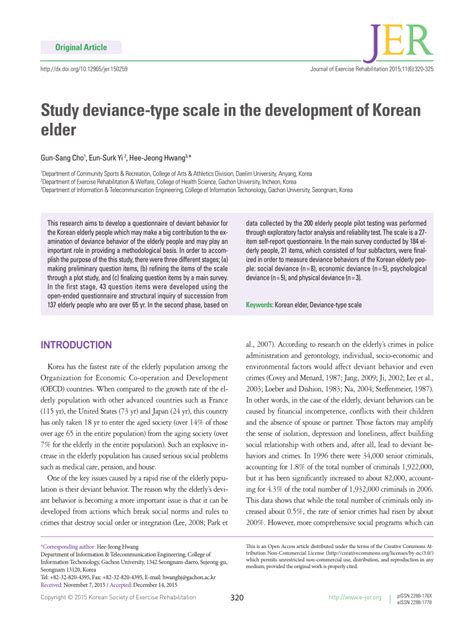 Pdf Study Deviance Type Scale In The Development Of Korean Elder