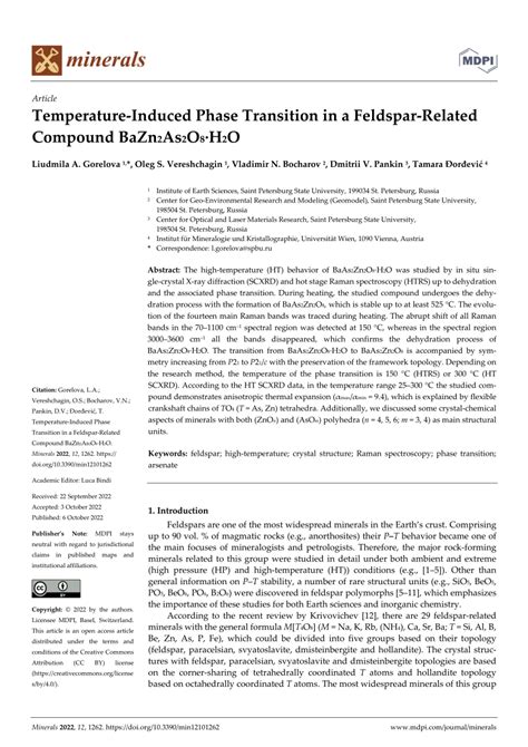 Pdf Temperature Induced Phase Transition In A Feldspar Related Compound Bazn2as2o8•h2o