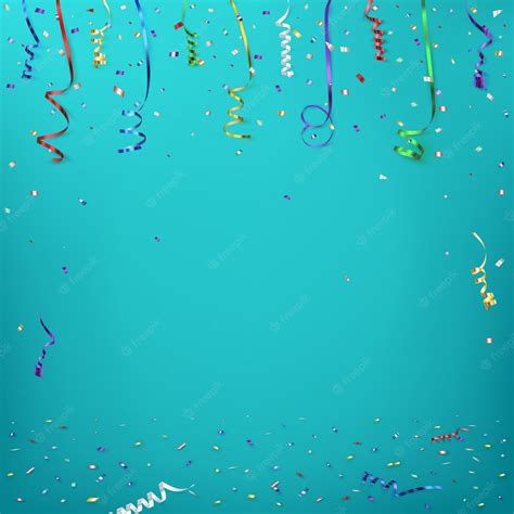 색종이와 화려한 리본 축 하 배경 템플릿입니다 프리미엄 벡터