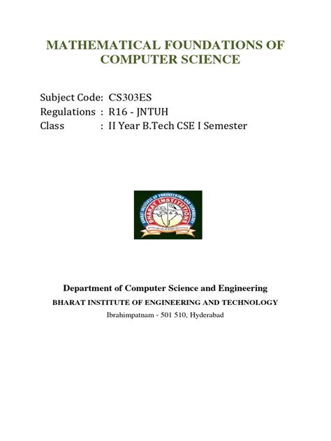 Cse Mfcs Pdf Discrete Mathematics Engineering