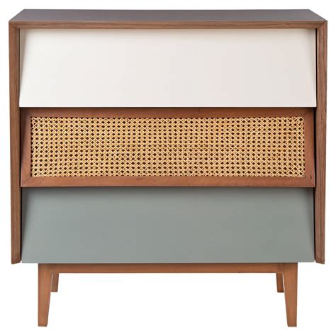 Tall Walnut And Cane Cabinet With Drawers At Bottom At 1stdibs Cane