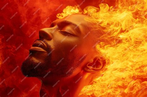 Neural Network Thought Clarity And Brain Modeling Man With Fiery Head