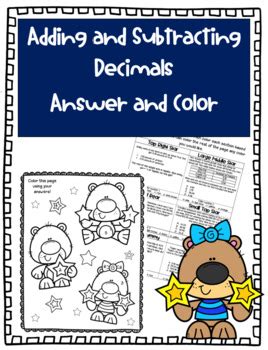 Adding And Subtracting Decimals Color By Number By The Teaching Chick