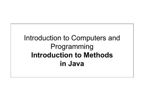 Methods In The Java New York University