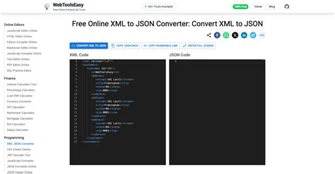 Xml To Json Converter Transform Xml Data Online