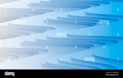3d Abstract Overlapping Wave Pattern Background Blue And White Layer Waves 3d Render Stock