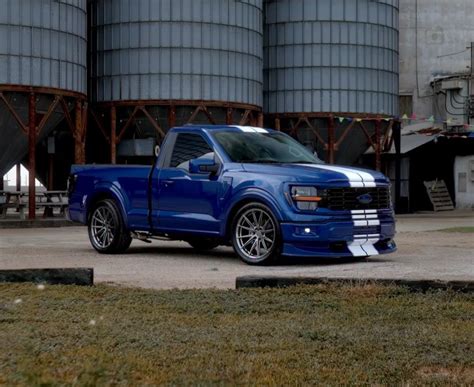 Blue And White Striped Supercharged Ford F 150 Single Cab Looks Ready For