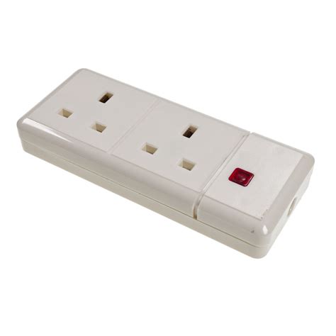 2 Gang 13a Trailing Socket In White