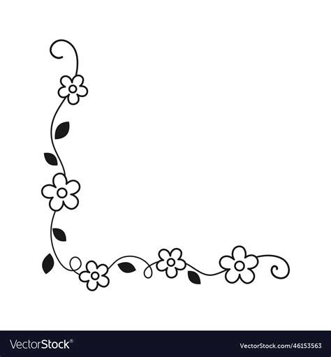 Spring Floral Corner Borders Flower Page Vector Image