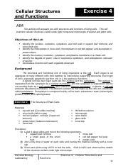 Ex Cellular Structure Docx Exercise Cellular Structures And Functions AIM This Activity
