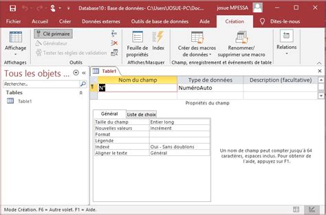 Création Manuelle De Bases De Données Et De Tables Dans Microsoft Access