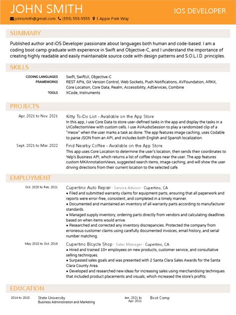 Resume Example Kodeco Pdf Swift Programming Language Ios