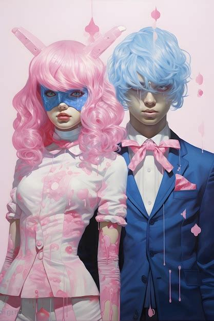 Premium Ai Image Pink Lady And Blue Boy