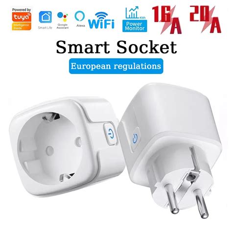 Tuya WiFi Smart Plug 16A/20A EU Smart Socket адаптер с функцией ...