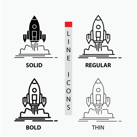 Launch Mission Shuttle Startup Publish Icon In Thin Regular Bold Line And Glyph Style