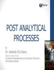 Optimizing Post Analytical Quality In Laboratory Medicine Course Hero