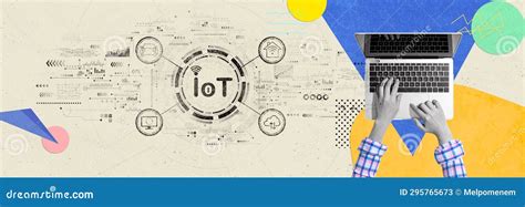 IoT Theme With Person Using A Laptop Computer Stock Image Image Of Person Cloud