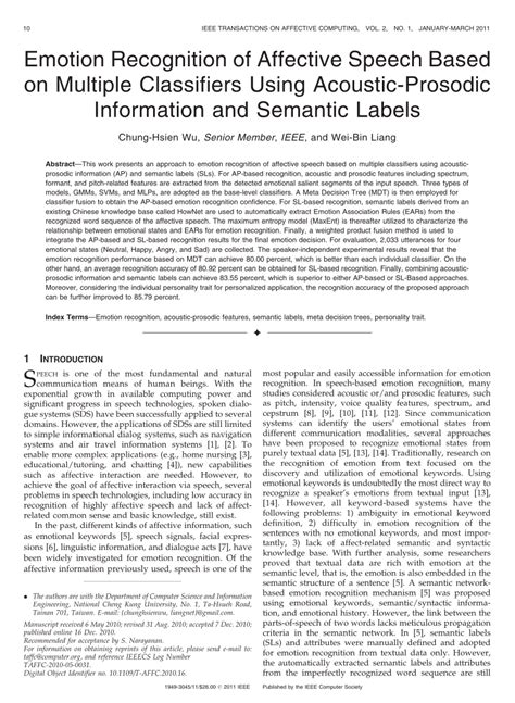 Pdf Emotion Recognition Of Affective Speech Based On Multiple