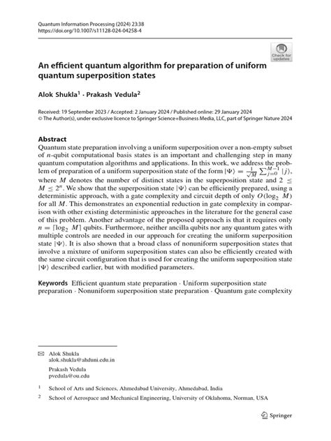 Efficient Quantum Algorithm For Superposition States Pdf Quantum