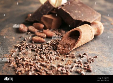 Composition Of Cocoa Products On Table Stock Photo Alamy