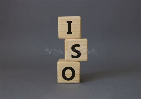 Iso Standards Quality Control Symbol Concept Word Iso On Wooden Cubes