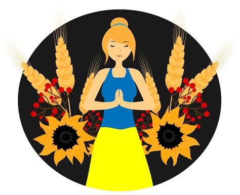 Niña Orando Por Ucrania Vector Premium