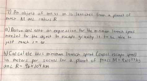 Solved 7 An Mass Object M And Of Mass Radius R M Is