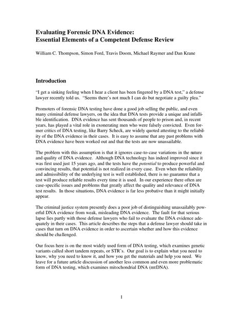 Pdf Evaluating Forensic Dna Evidence Essential Elements Of A