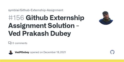 github externship assignment solution ved prakash dubey · issue 156