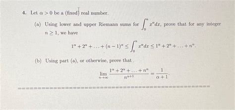 Solved Let α 0 Be A Fixed Real Number A Using Lower And
