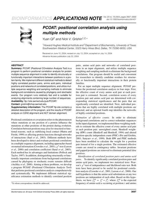 Pdf Pcoat Positional Correlation Analysis Using Multiple Methods