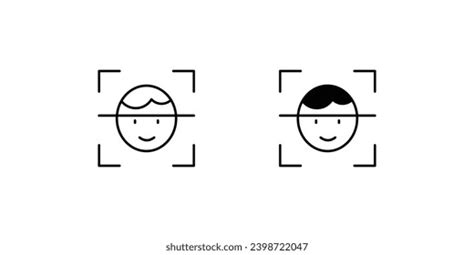 Facial Recognition Icon White Background Vector Stock Vector Royalty Free 2398722047
