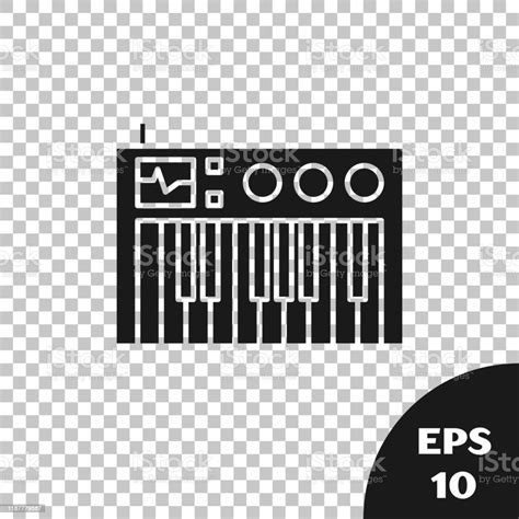투명 한 배경에 격리 된 블랙 음악 신디사이저 아이콘 전자 피아노 벡터 일러스트레이션 개념에 대한 스톡 벡터 아트 및 기타 이미지 개념 노래 모던 양식 Istock