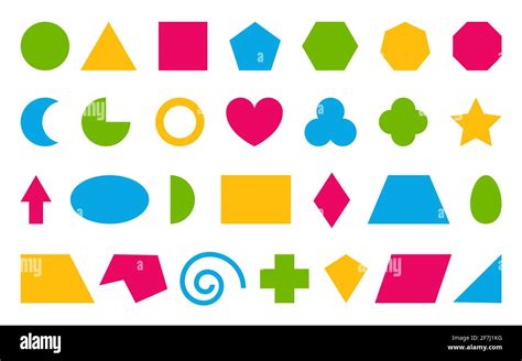 Basic Educational Geometric Shape Icon Set Teaching Math Figures