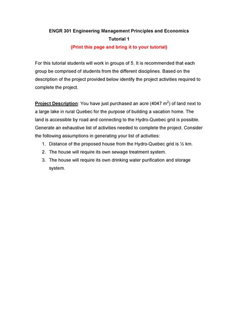 Tut1 Tutorial1 To Be Solved For Engr301 Engr 301 Engineering