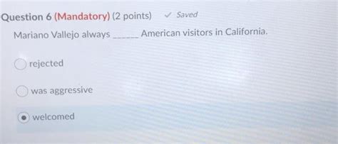 Solved Question 6 (Mandatory) (2 points) Saved Mariano | Chegg.com
