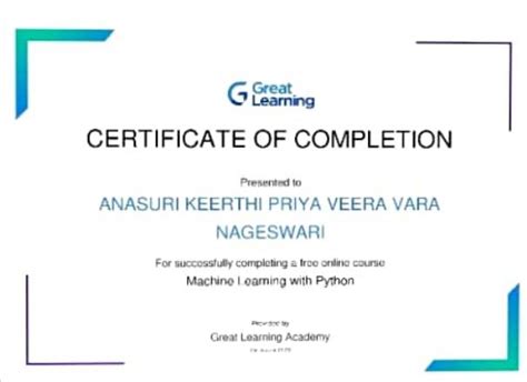 Anasuri Keerthi Priya On Linkedin Happy To Share My Course Completion Certificate On Machine