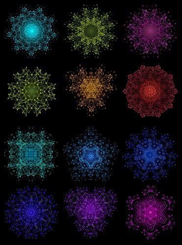Set Of Colorful Bright Lattice Shape Molecular Vector Image
