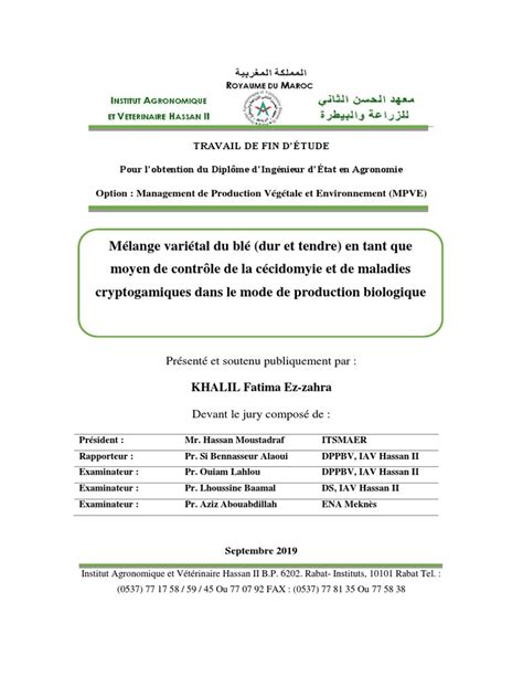 Khalil Fatima Ez Zahra Pdf Agriculture Biologique Agriculture