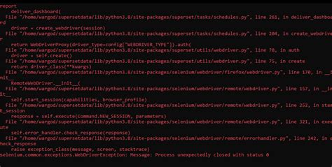 mon exceptions webdriverexception message process