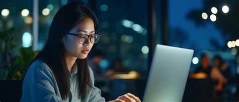 Premium Ai Image Asian Businesswoman Wearing Glasses S