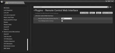 Remote Control Web Application Unreal Engine Documentation
