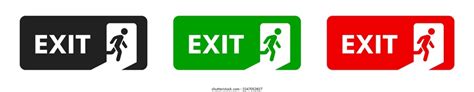 Exit Emergency Exit Sign Vector Illustration Stock Vector Royalty Free