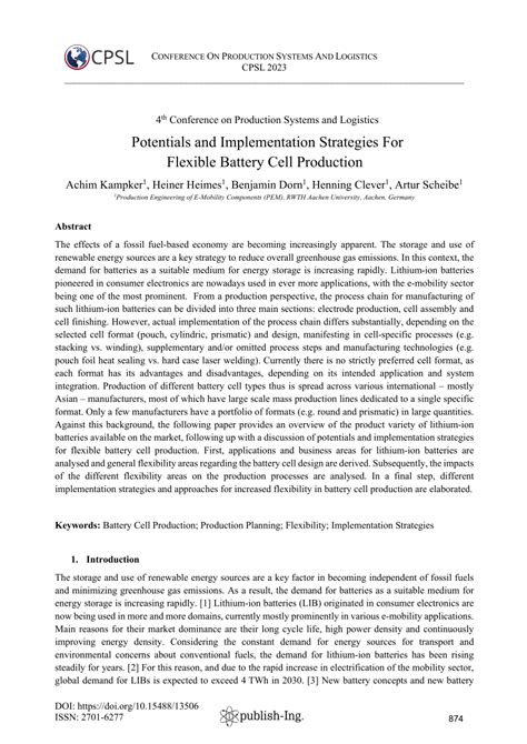 Pdf Potentials And Implementation Strategies For Flexible Battery