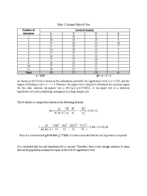 Kruskal Wallis H Test Pdf Chi Squared Test Statistical Hypothesis Testing