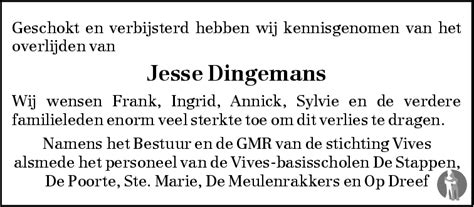 Jesse Dingemans 01 12 2006 Overlijdensbericht En Condoleances Mensenlinqnl