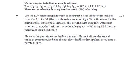 solved earliest deadline first edf we have a set of