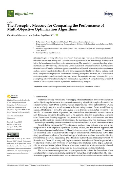 Pdf The Porcupine Measure For Comparing The Performance Of Multi