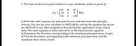 solved the state of stress at a point relative to a xyz